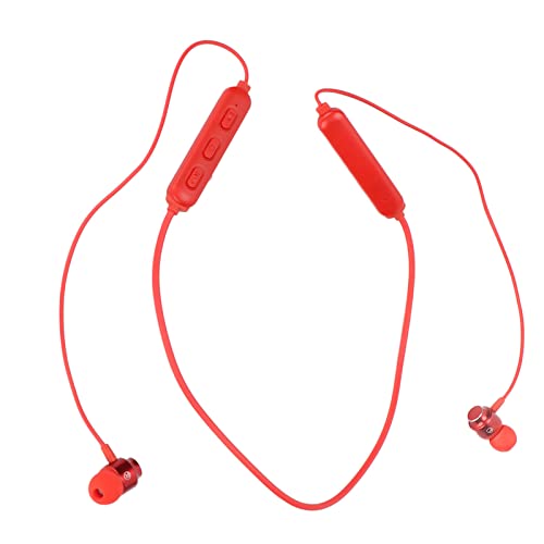 Dilwe Neckband Headphones, Bluetooth Headset Neck Mounted Wireless Headset Neckband Sports Headset Noise Reduction Earplugs with Microphone(red)