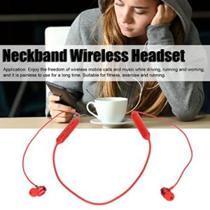 Dilwe Neckband Headphones, Bluetooth Headset Neck Mounted Wireless Headset Neckband Sports Headset Noise Reduction Earplugs with Microphone(red)