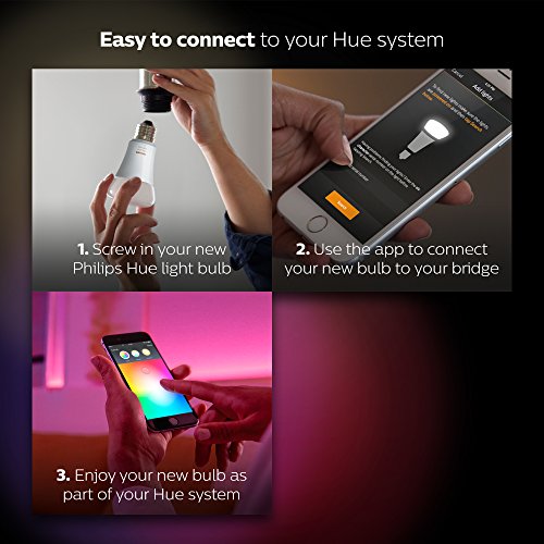 Philips Hue Single Premium A19 Smart Bulb, 16 million colors, for most lamps & overhead lights (Hue Hub Required, Works with Alexa), Old Version, White (464487)