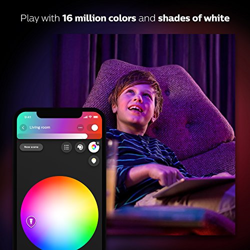 Philips Hue Single Premium A19 Smart Bulb, 16 million colors, for most lamps & overhead lights (Hue Hub Required, Works with Alexa), Old Version, White (464487)