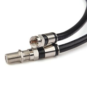 gtotd coaxial cable (4 feet) with rg6 coax cable connector (and f-type cable extension adapter) black coax satellite tv 75 ohm cable