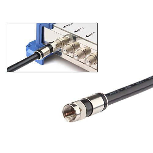 GTOTd Coaxial Cable (4 Feet) with RG6 Coax Cable Connector (and F-Type Cable Extension Adapter) Black Coax Satellite TV 75 Ohm Cable