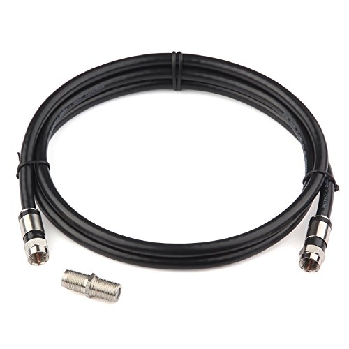 GTOTd Coaxial Cable (4 Feet) with RG6 Coax Cable Connector (and F-Type Cable Extension Adapter) Black Coax Satellite TV 75 Ohm Cable