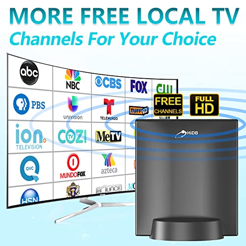 TV Antenna, Digital TV Antenna for Smart TV Indoor Amplified Long Range Reception, Premium HDTV Antenna with Signal Booster - Support 4K HD Local Channels for TV All Television