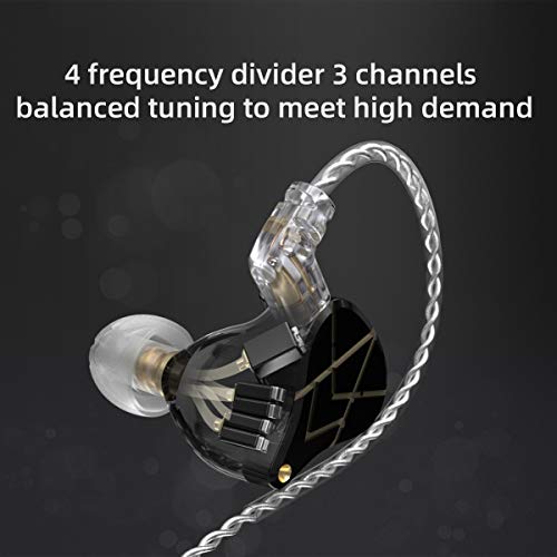 KZ ASX Headset 20 BA Units HiFi Bass in Ear Monitor Balanced Armature Earphones Noise Cancelling Earbuds Sport Headphones(with mic,Black)