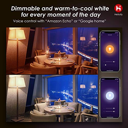 helloify Edison ST19(ST64) WiFi LED Smart Bulb, Filament Vintage Style, Tunable White Changing, Work with Alexa Google Home (No Hub), E26, 2700K-6500K, 2Pack, Daylight White,8 watt