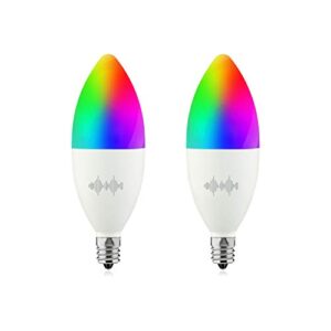 helloify b11 led smart, wifi light candelabra bulb compatible with alexa google home, rgbcw color changing, cool warm white dimmable, no hub required, 40w equivalent, rgb+2700k-6500k, 2 pack