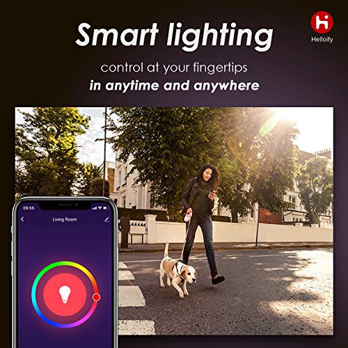 helloify B11 LED Smart, WiFi Light Candelabra Bulb Compatible with Alexa Google Home, RGBCW Color Changing, Cool Warm White Dimmable, No Hub Required, 40W Equivalent, RGB+2700K-6500K, 2 Pack