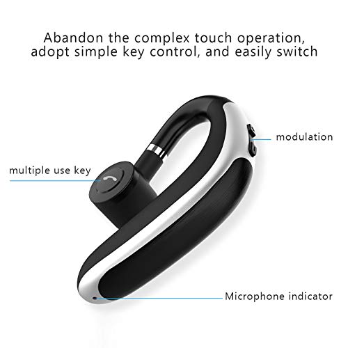 New Blue-Tooth Headset, Bluetooth Stereo Headset in Ear High Power Super Long Standby Business Sports with Microphone for Working/Travel/Gym (Black)