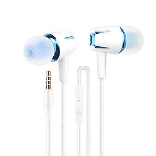 Gaweb Earphones, 1Set Earbud in-Ear Heavy Bass Built-in Microphone Fashion Wired Headset for Game - Blue