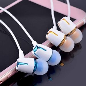 Gaweb Earphones, 1Set Earbud in-Ear Heavy Bass Built-in Microphone Fashion Wired Headset for Game - Blue