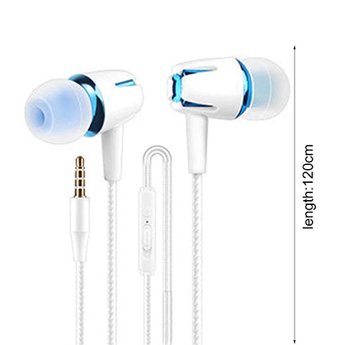 Gaweb Earphones, 1Set Earbud in-Ear Heavy Bass Built-in Microphone Fashion Wired Headset for Game - Blue