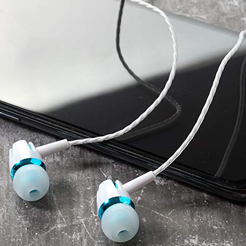 Gaweb Earphones, 1Set Earbud in-Ear Heavy Bass Built-in Microphone Fashion Wired Headset for Game - Blue