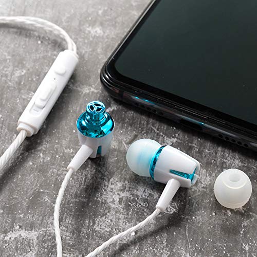 Gaweb Earphones, 1Set Earbud in-Ear Heavy Bass Built-in Microphone Fashion Wired Headset for Game - Blue