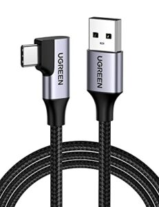 ugreen usb c cable 3.0 fast charge, 5gbps usb a to usb c cable right angle, nylon braided type c cord compatible with galaxy s10/s10+,lg v60/ v50/ v40/ g8/ g7/ g6, etc. 3.3ft