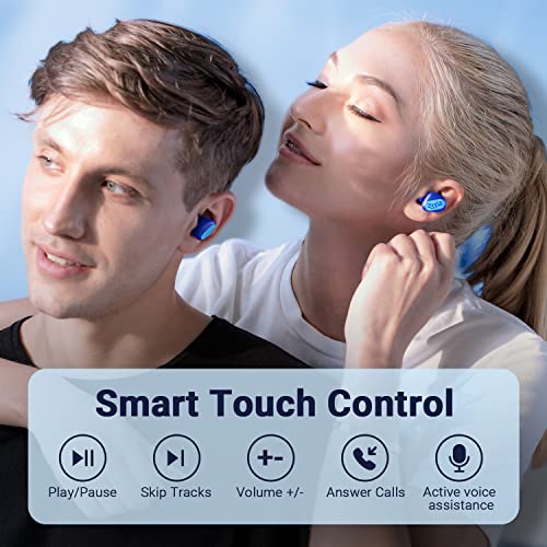 233621 Droplet True Wireless Earbuds, CVC 6.0 Call Noise Cancelling Headphones, IPX5 Waterproof Bluetooth 5.0 Earphones Touch Control, Stereo Sound, Comfortable fit for Home, Office, Gym (Blue)