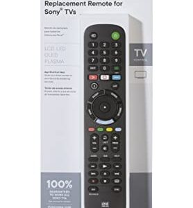 One For All TV Replacement Remote Compatible with Sony TVs Only (LCD, LED, OLED, Plasma) - Ideal Replacement Remote Control with Same Functions as The Original Remote, Black, Model URC4812