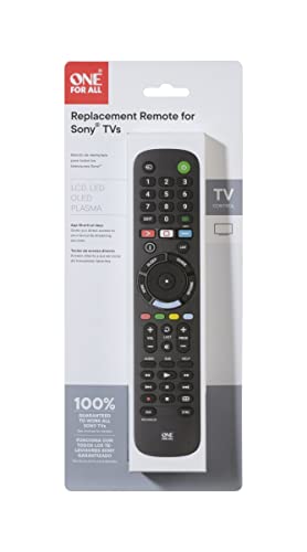 One For All TV Replacement Remote Compatible with Sony TVs Only (LCD, LED, OLED, Plasma) - Ideal Replacement Remote Control with Same Functions as The Original Remote, Black, Model URC4812