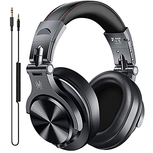 OneOdio A70 Bluetooth Over Ear Headphones, Studio Headphones with Shareport, Wired and Wireless Professional Monitor Recording Headphones with Additional 6.3mm Audio Cable Black