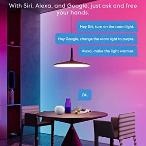 meross Smart LED Light Bulb, Smart WiFi LED Bulbs Compatible with Apple HomeKit, Siri, Alexa, Google Home & SmartThings, Dimmable E26 Multicolor 2700K-6500K RGBWW, 900 Lumens 60W Equivalent, 2 Pack