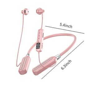 5.0 Neck Hanging Wireless Bluetooth Headset Headphones Intelligent Digital Display Earbuds Can Be Inserted into The Card, Sports Range Noise Cancellation Earphone for Music