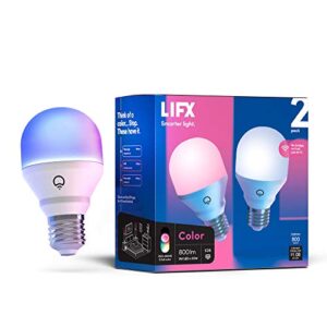 lifx color a19 800 lumens, billions of colors and whites, wi-fi smart led light bulb, no bridge required, works with alexa, hey google, homekit and siri (2-pack)