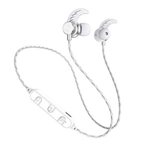 heave bluetooth headphones 240hrs standby time wireless neckband neckband sport headset with mic,magnetic in-ear earbuds sport noise cancelling headset for iphone samsung android silver