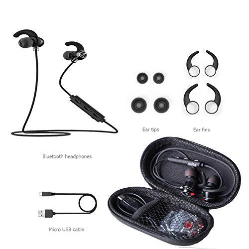 Wireless Bluetooth Headphones, Ipx5 Waterproof Wireless Earbuds, Cvc6.0 Noise Canceling Headphones with Microphone, Suitable for Outdoor, Running, Gym -X5/Black