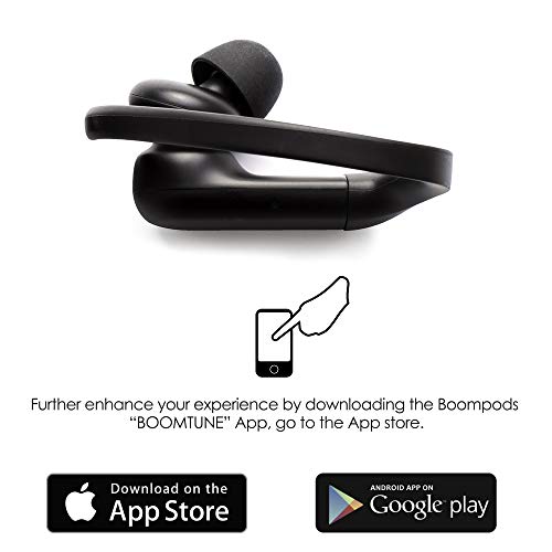 BoomPods Sportpods TWS in-Ear Bluetooth Sport Headphones with True Wireless Stereo Connection & Finger Touch Control, Powerful Bass, Sweatproof - Ergonomic Ear Tip Workout Earbuds (Black)