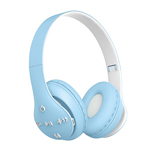 Bluetooth5.1 Headphones Over-Ear,ST93 Wireless Foldable Support TF Card ABS Portable Headsets Noise Cancelling Soft Earmuffs Headsets for Gaming Running Blue