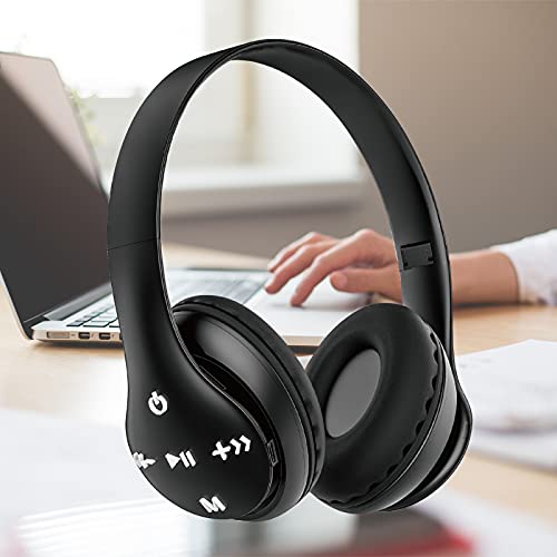 Bluetooth5.1 Headphones Over-Ear,ST93 Wireless Foldable Support TF Card ABS Portable Headsets Noise Cancelling Soft Earmuffs Headsets for Gaming Running Blue