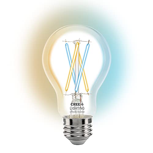 Cree Lighting Connected Max Smart Led Vintage Glass Filament Bulb A19 60W Tunable White, 2.4 Ghz, Works With Alexa And Google Home, No Hub Required, Bluetooth + Wifi, 1Pk (Cma19-60W-Al-9Tw-Gl)