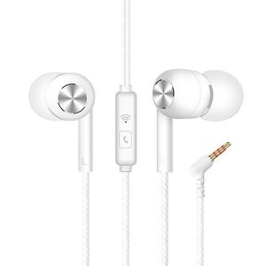 heave wired headphones with 3.5mm jack microphone powerful bass in-ear headphones noise islating earbuds for for music,gaming,sports white