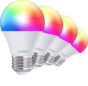 linkind smart light bulbs, smart bulb that work with alexa & google home, led light bulbs color changing, a19 e26 wifi light bulb dimmable (retro)