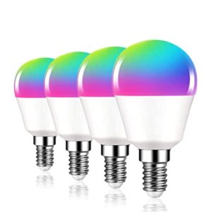 DOGAIN E12 Smart Light Bulbs, A15 Small Smart Bulb 6W=40W Compatible with Alexa, Google Home WiFi-Bluetooth RGB Color Changing Lights 500LM Candle Base Ceiling Fan Light Bulbs (Only 2.4Ghz) 4Pack