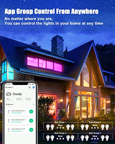 DOGAIN E12 Smart Light Bulbs, A15 Small Smart Bulb 6W=40W Compatible with Alexa, Google Home WiFi-Bluetooth RGB Color Changing Lights 500LM Candle Base Ceiling Fan Light Bulbs (Only 2.4Ghz) 4Pack