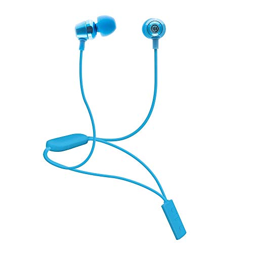 Wicked Audio Bandido Wireless — Bluetooth Earbuds with Microphone and Track Control — Wireless Headset with Metal Housing, Loop and Fin Attachments and Enhanced Bass — Blue