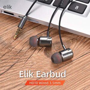 ELIK Earbud Headphone Wired Earphones with Microphone and Call Controller Dynamic Crystal Clear Sound, Ergonomic Comfort-Fit Compatible with iPhone, Android Pixel Samsung Phones