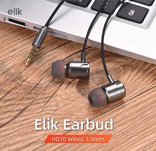 ELIK Earbud Headphone Wired Earphones with Microphone and Call Controller Dynamic Crystal Clear Sound, Ergonomic Comfort-Fit Compatible with iPhone, Android Pixel Samsung Phones