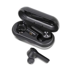 Aluratek Bluetooth 5 True Wireless Earbuds with Built-in Microphone and Rechargeable Case for Smartphone, iPhone (ABHTWS01F), Black