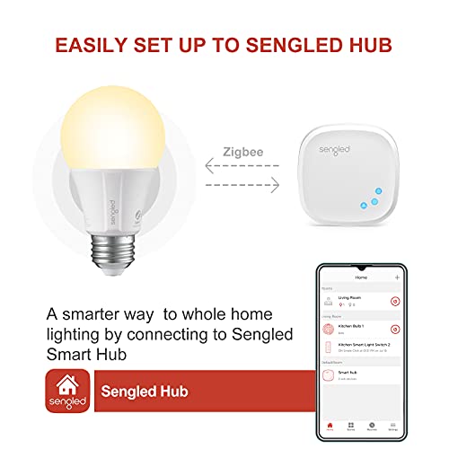 Sengled Zigbee Smart Light Bulbs, Smart Hub Required, Works with SmartThings and Echo with Built-in Hub, Voice Control with Alexa and Google Home, Soft White 60W Eqv. A19 Alexa Light Bulb, 2 Pack