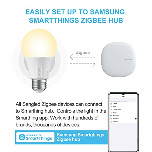 Sengled Zigbee Smart Light Bulbs, Smart Hub Required, Works with SmartThings and Echo with Built-in Hub, Voice Control with Alexa and Google Home, Soft White 60W Eqv. A19 Alexa Light Bulb, 2 Pack