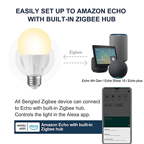 Sengled Zigbee Smart Light Bulbs, Smart Hub Required, Works with SmartThings and Echo with Built-in Hub, Voice Control with Alexa and Google Home, Soft White 60W Eqv. A19 Alexa Light Bulb, 2 Pack