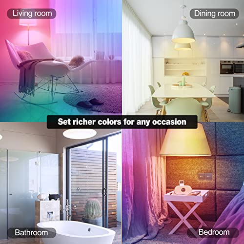 Smart WiFi Bulb with Remote, Dimmable Color Changing E26 A19 9W App Control LED Smart Light Bulbs, Work with Alexa Google Home and Siri (4Pack)