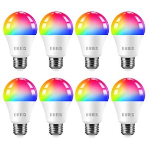 ohlux smart wifi light bulbs, 900lm 10w (100w equivalent) compatible with alexa google home siri, wifi color changing led light bulbs, 16 million diy rgb light bulbs, a19 e26 8pack