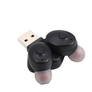 wireless gear true wireless bluetooth 5.0 mini earbuds with usb charging base, black