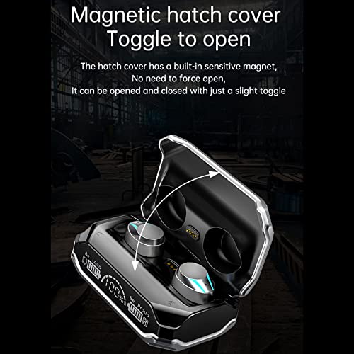 M41 Mechanical Technology Wireless Bluetooth Headset, Noise Reduction, Low Delay, Long Battery Life, Binaural Waterproof Stereo Headphones in Ear Built in Mic, for Sport (Black)