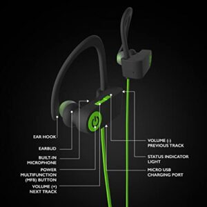 Klipxtreme JogBudz II Sports Earphones with Mic Lightweight Water-Resistant Earbuds with Ear Hooks Compatible with Siri and Google Voice, Wireless Headphones (Green)