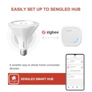 Sengled Smart Flood Light Bulbs work with SmartThings Hub, Echo 4th, Echo Plus, Alexa, Google, Zigbee Hub Required, PAR38 Led Bulb Motion Sensor Light Outdoor, Dusk to Dawn, 3000K, 1200LM, 1 Pack