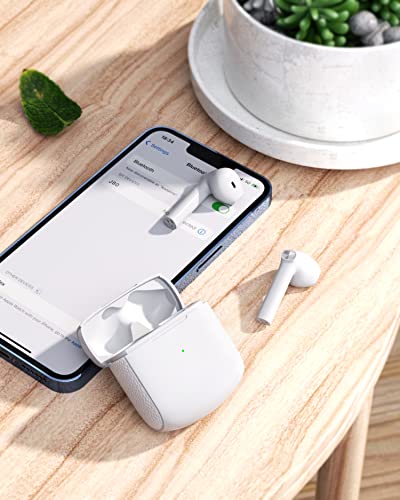 Wireless Earbuds Bluetooth Earphones Built in Mic, Ipx6 Waterproof Ear Buds Clear Call, Deep Bass Headphones with Charging Case, 24 Hrs Playtime, Bluetooth Earbuds Compatible for iPhone Android White